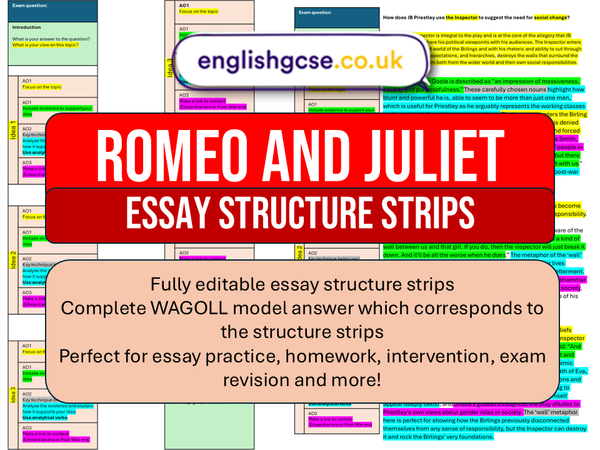 Romeo and Juliet Essay Structure Strips – EnglishGCSE.co.uk