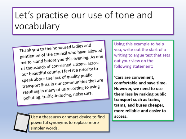 AQA English Language Paper 2 Q5/Section B 2026 - Vocabulary and Tone ...