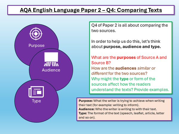 AQA English Language Paper 2 2026 Q4 Comparing Texts – EnglishGCSE.co.uk