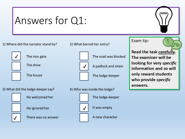 AQA English Language Paper 1 - Q1 and Q2 Rebecca – EnglishGCSE.co.uk