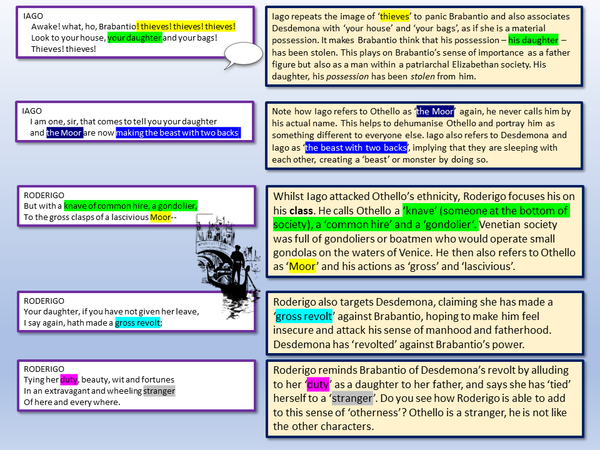 Othello Act 1 Scene 1 - Year 7 – EnglishGCSE.co.uk