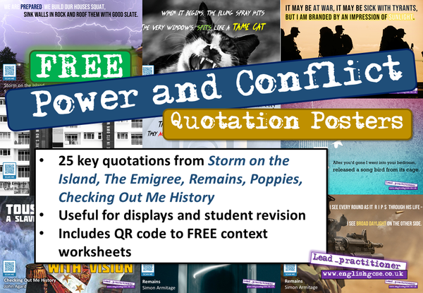 Power and Conflict Quotes Revision Display Posters – EnglishGCSE.co.uk