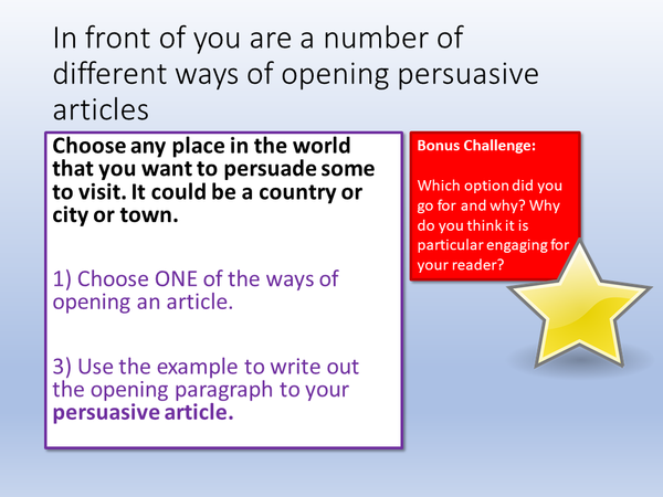 Travel Writing Persuasive Writing – EnglishGCSE.co.uk