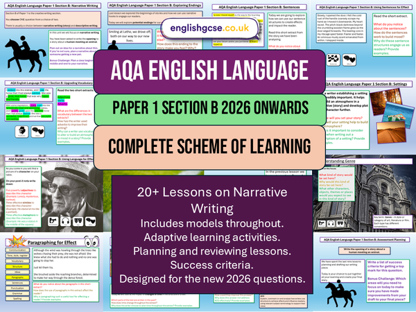 1 Year AQA English Language Papers 1 and 2 2026 Complete Pack ...