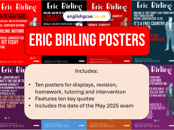 Eric Birling An Inspector Calls Posters Revision – EnglishGCSE.co.uk