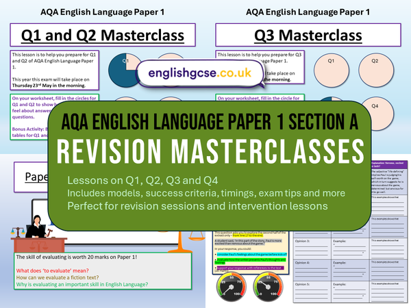 AQA English Language Paper 1 Section A Revision Masterclasses Pack ...