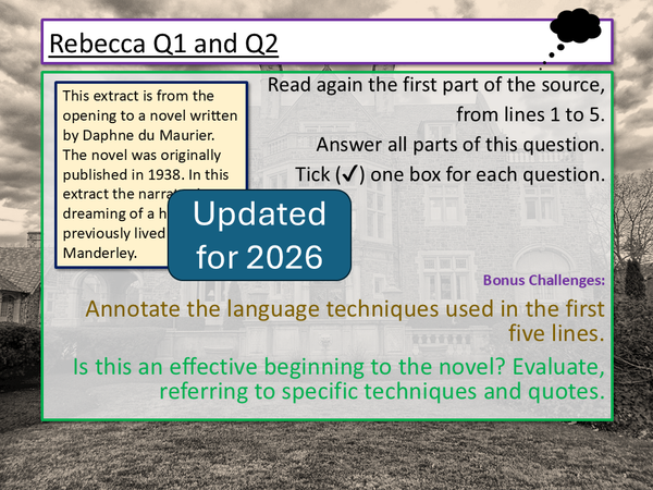 AQA English Language Paper 1 - Q1 and Q2 Rebecca – EnglishGCSE.co.uk