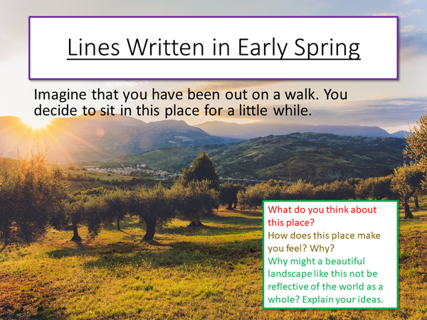 Lines Written in Early Spring William Wordsworth – EnglishGCSE.co.uk