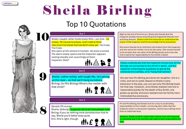Sheila Birling An Inspector Calls Posters – EnglishGCSE.co.uk