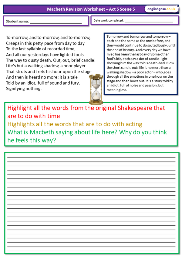 Macbeth Revision Worksheets – EnglishGCSE.co.uk