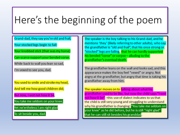A Child to his Sick Grandfather – EnglishGCSE.co.uk