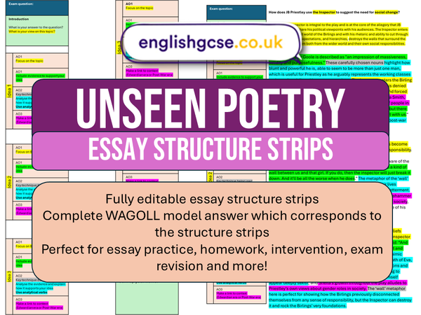 Unseen Poetry Essay Structure Strips – EnglishGCSE.co.uk