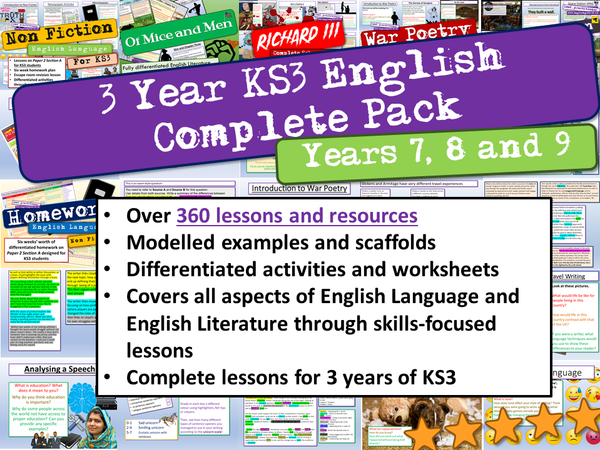 3 Year English KS3 Complete Pack – EnglishGCSE.co.uk