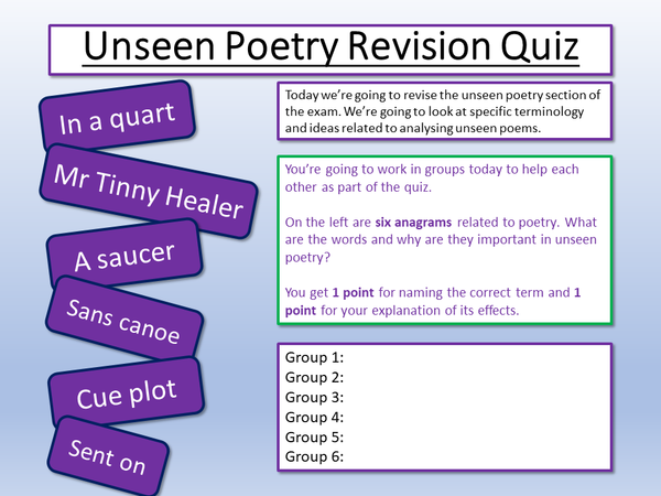 Unseen Poetry Quiz – EnglishGCSE.co.uk