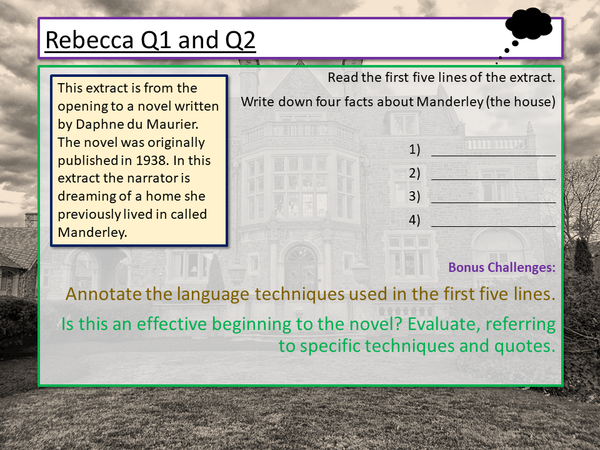 AQA English Language Paper 1 - Q1 and Q2 Rebecca – EnglishGCSE.co.uk