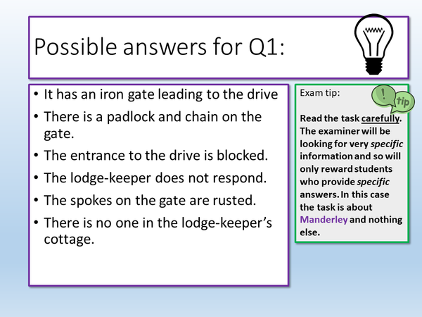 AQA English Language Paper 1 - Q1 and Q2 Rebecca – EnglishGCSE.co.uk