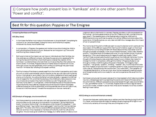 Power and Conflict Exam Practice Questions – EnglishGCSE.co.uk