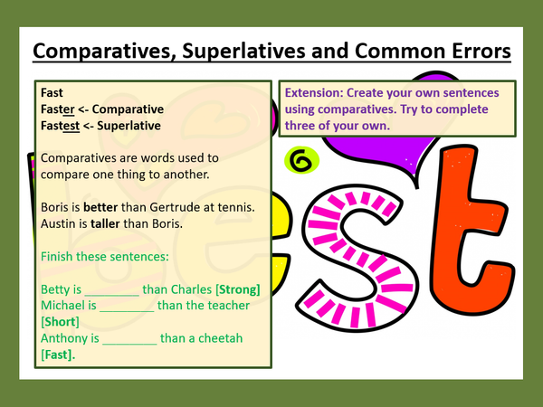 Literacy Comparatives and Superlatives – EnglishGCSE.co.uk